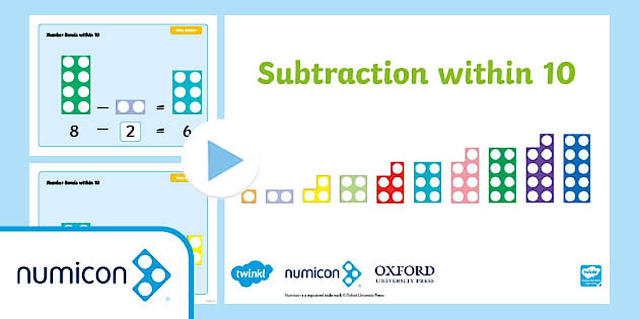 Subtraction within 10 with Numicon Shapes PowerPoint